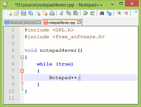 Starší verze Notepad++ Portable 8.7