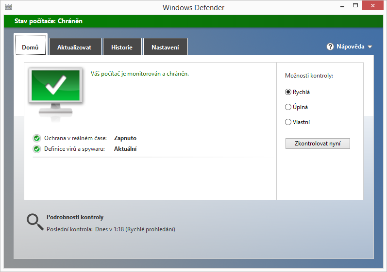 Windows Defender: systémový antivirus/antimalware