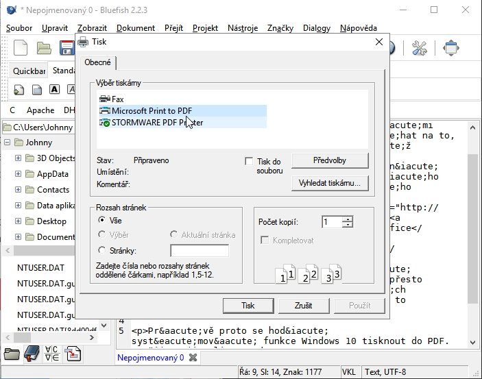 Jak uložit soubor do PDF ve Windows 10?