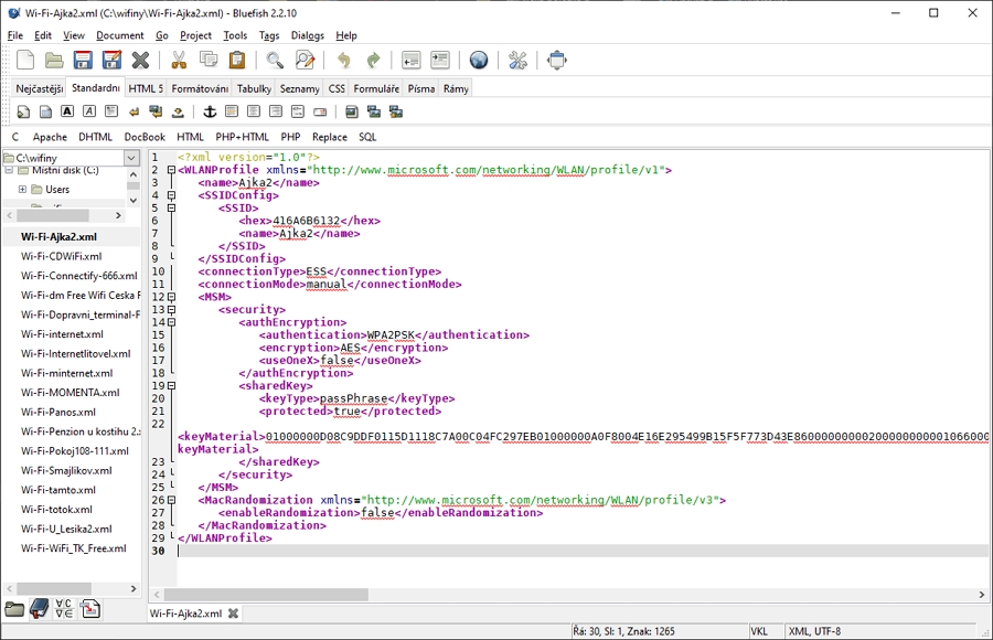 Jak zálohovat a importovat profily Wi-Fi sítí?
