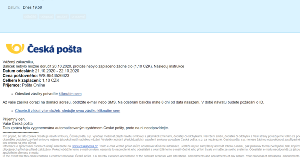 Česká pošta se stala nástrojem phishingu