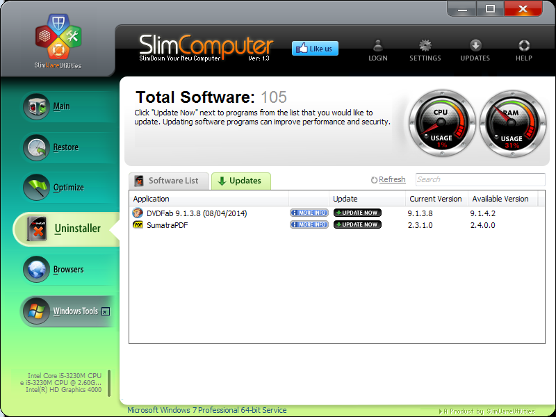 SlimComputer: vyčistit, optimalizovat, aktualizovat